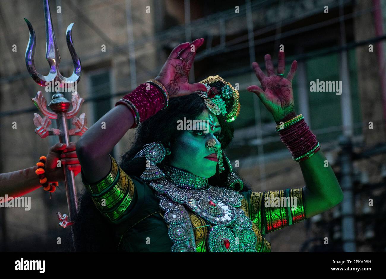 Guwahati, India. 6th Apr 2023. Woman dressed as Hindu Goddess Parvati ...