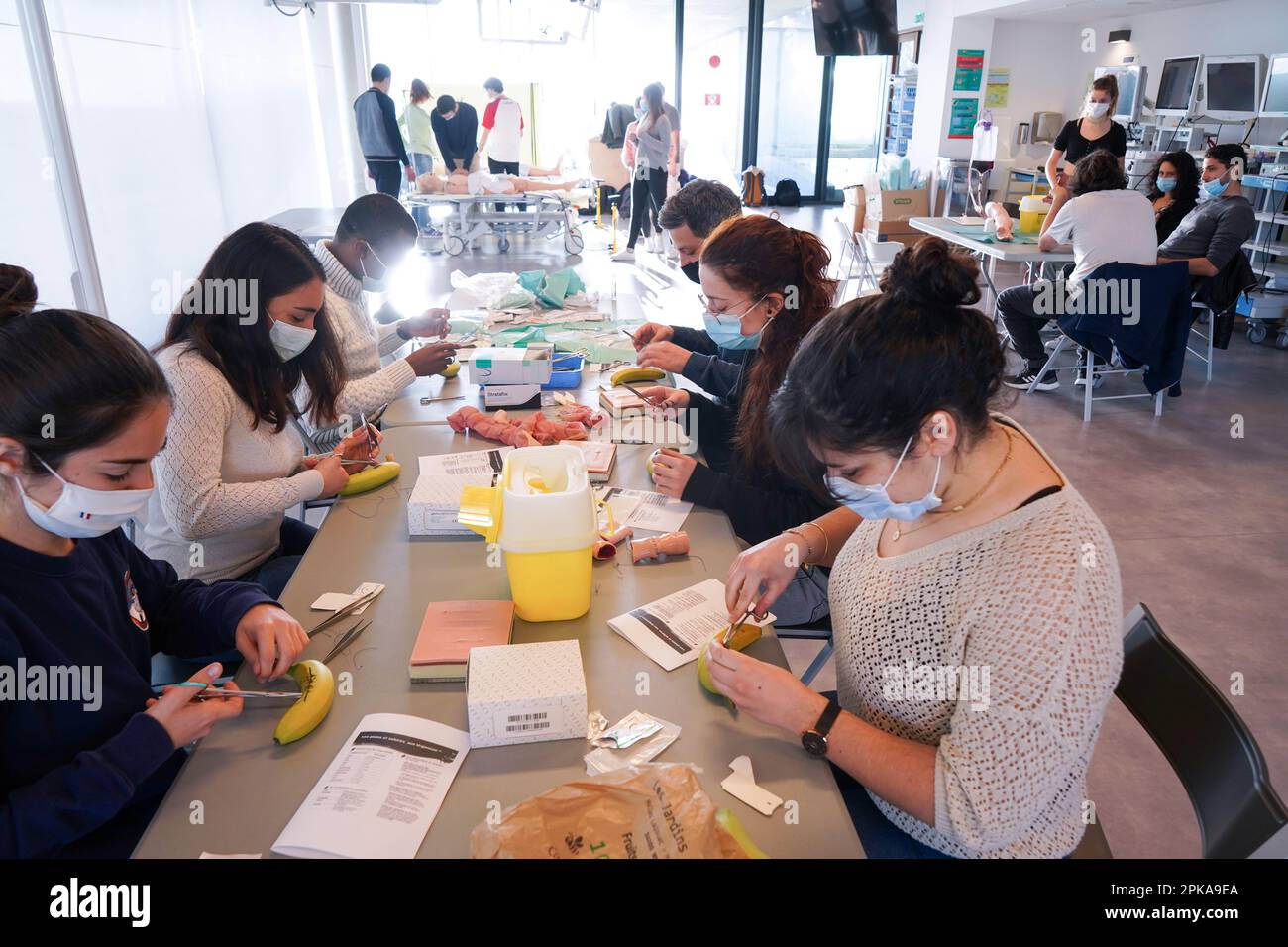 5th year students during a sewing workshop. The students learn the ...