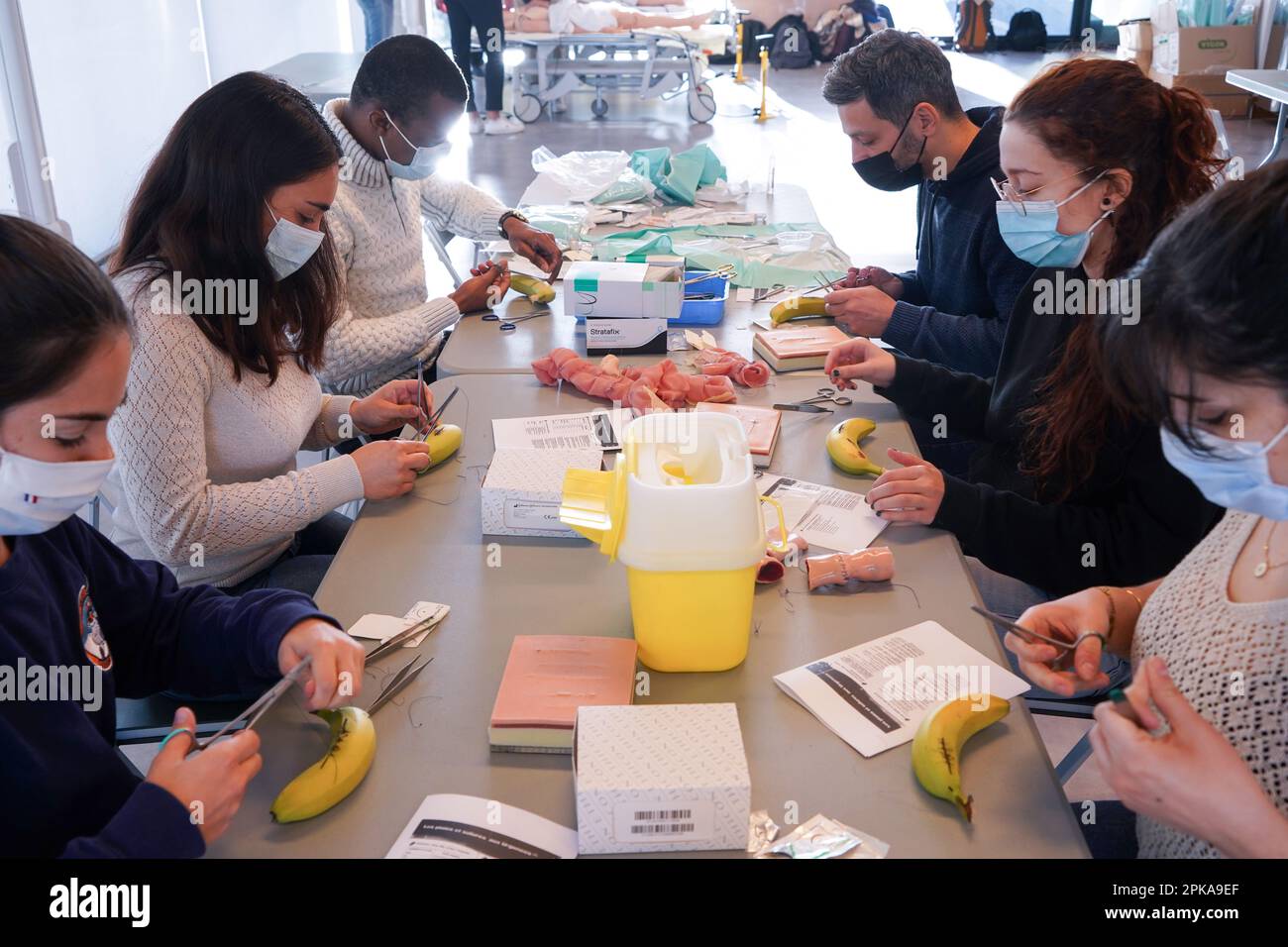 5th year students during a sewing workshop. The students learn the ...