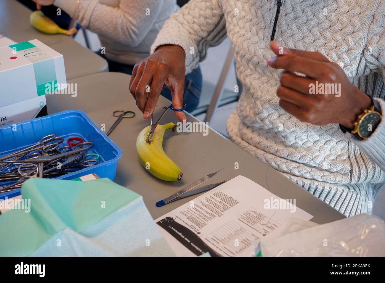 5th year students during a sewing workshop. The students learn the ...