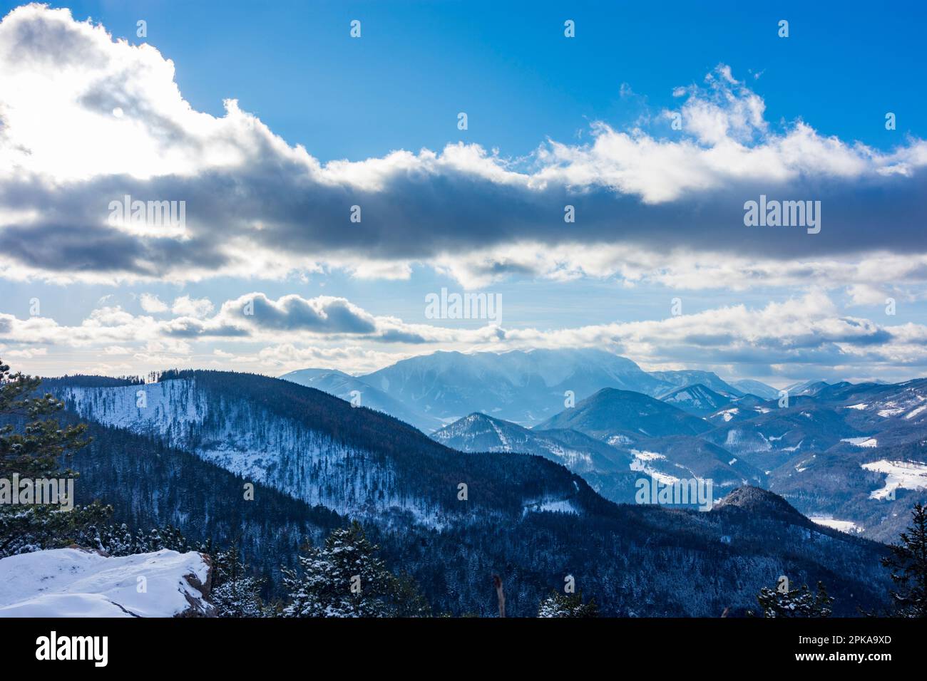Summit viewpoint kleine kanzel at mountain hohe wand hi-res stock ...