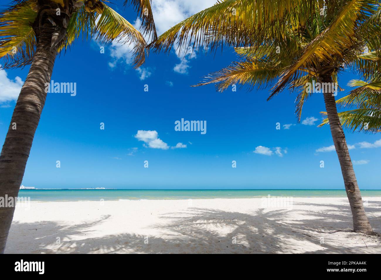 Beautiful Progreso beach in Mexico during sunny day. White beach with ...