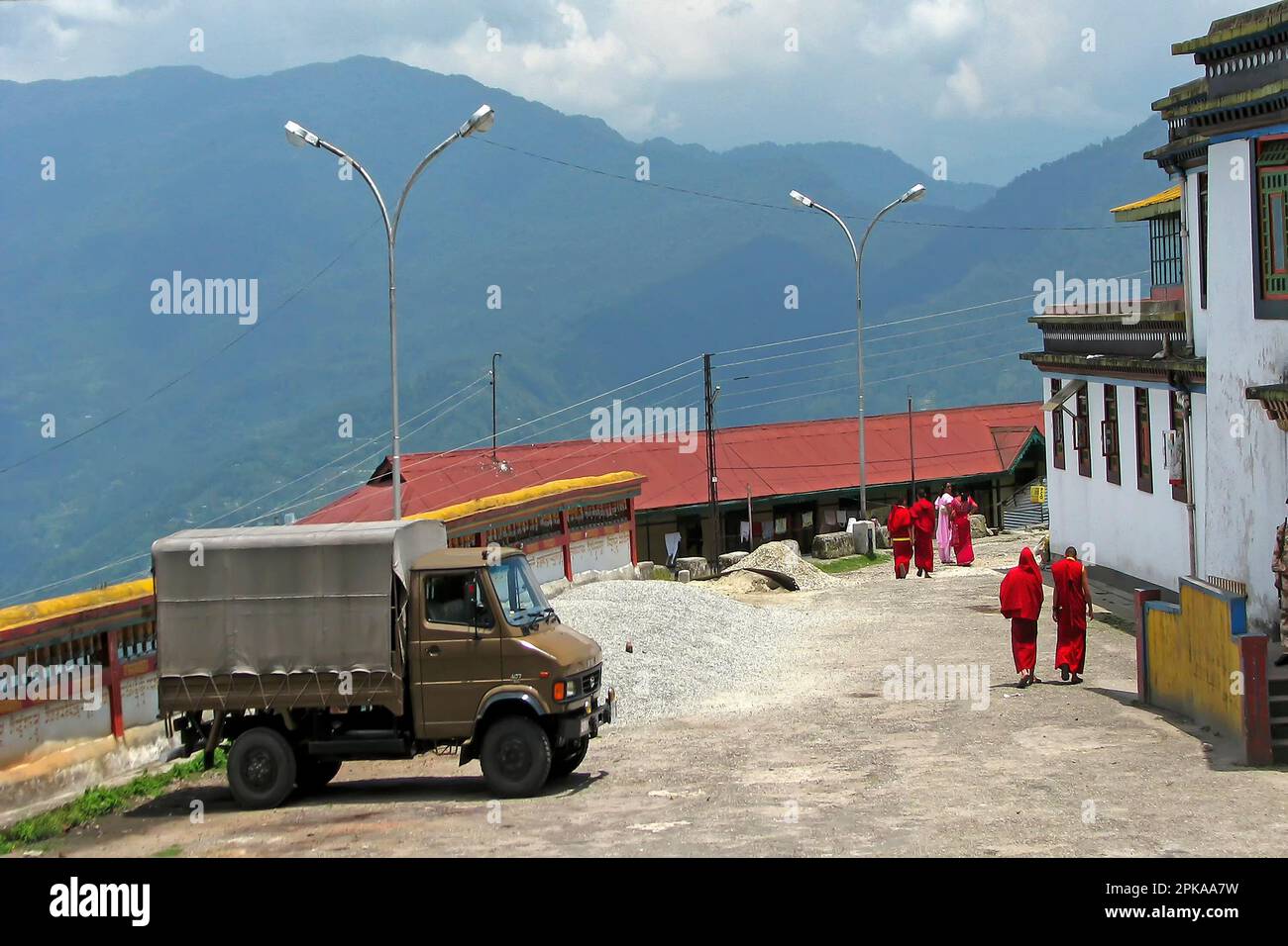 Gangtok, Sikkim, India - 9th May 2008 : Monks walking after prayer at ...