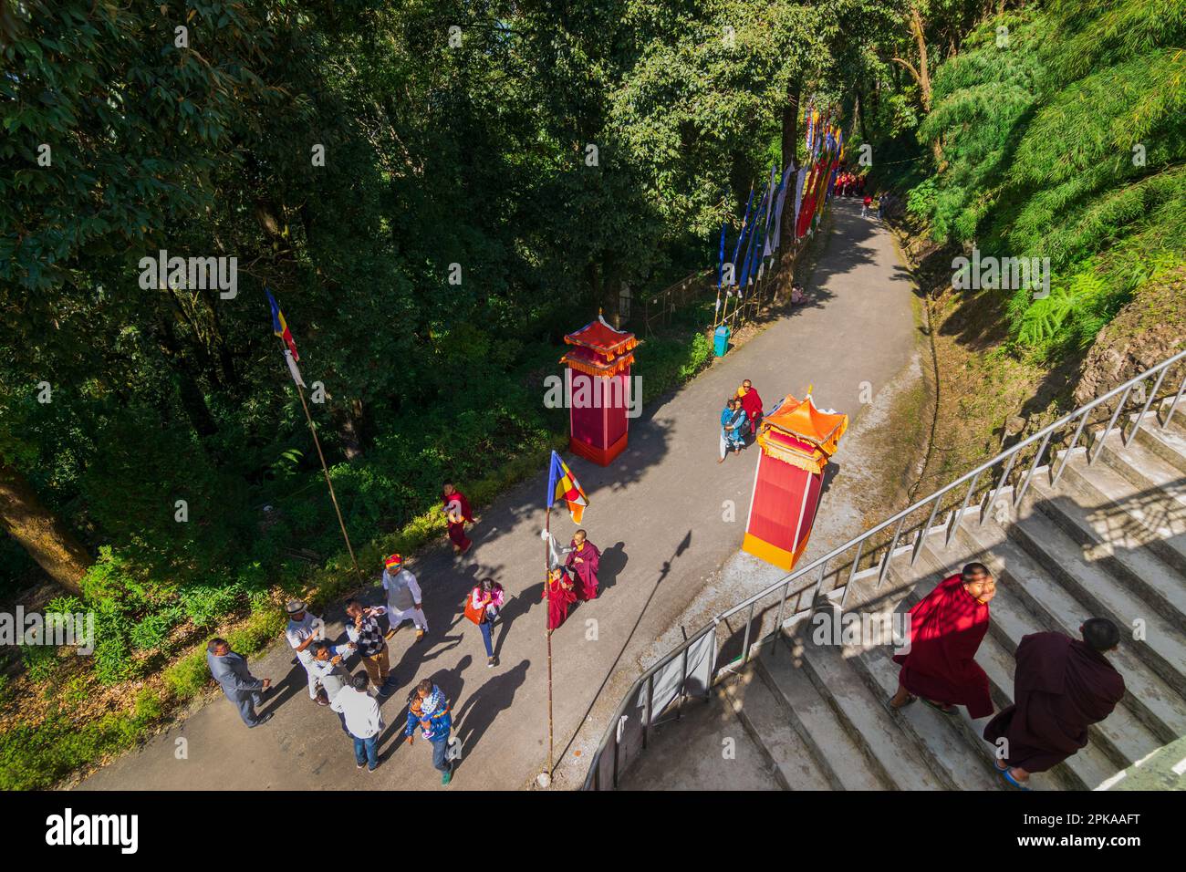 Samdruptse, Sikkim, India - 20th October 2016 : Monks walking on the ...
