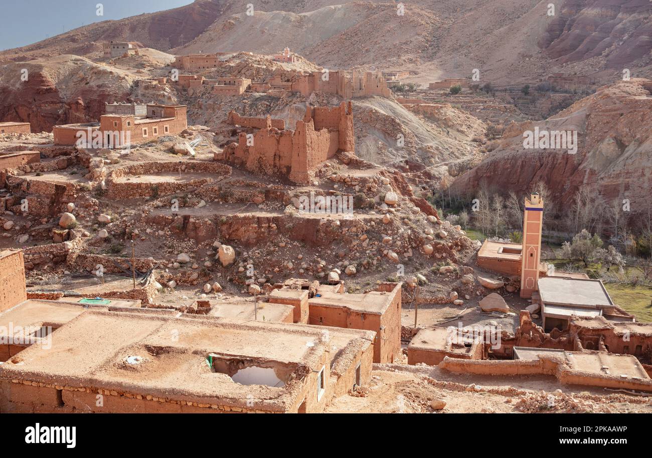 Morocco, Anemite, Berber village, Central Atlas Mountains, Ounila ...