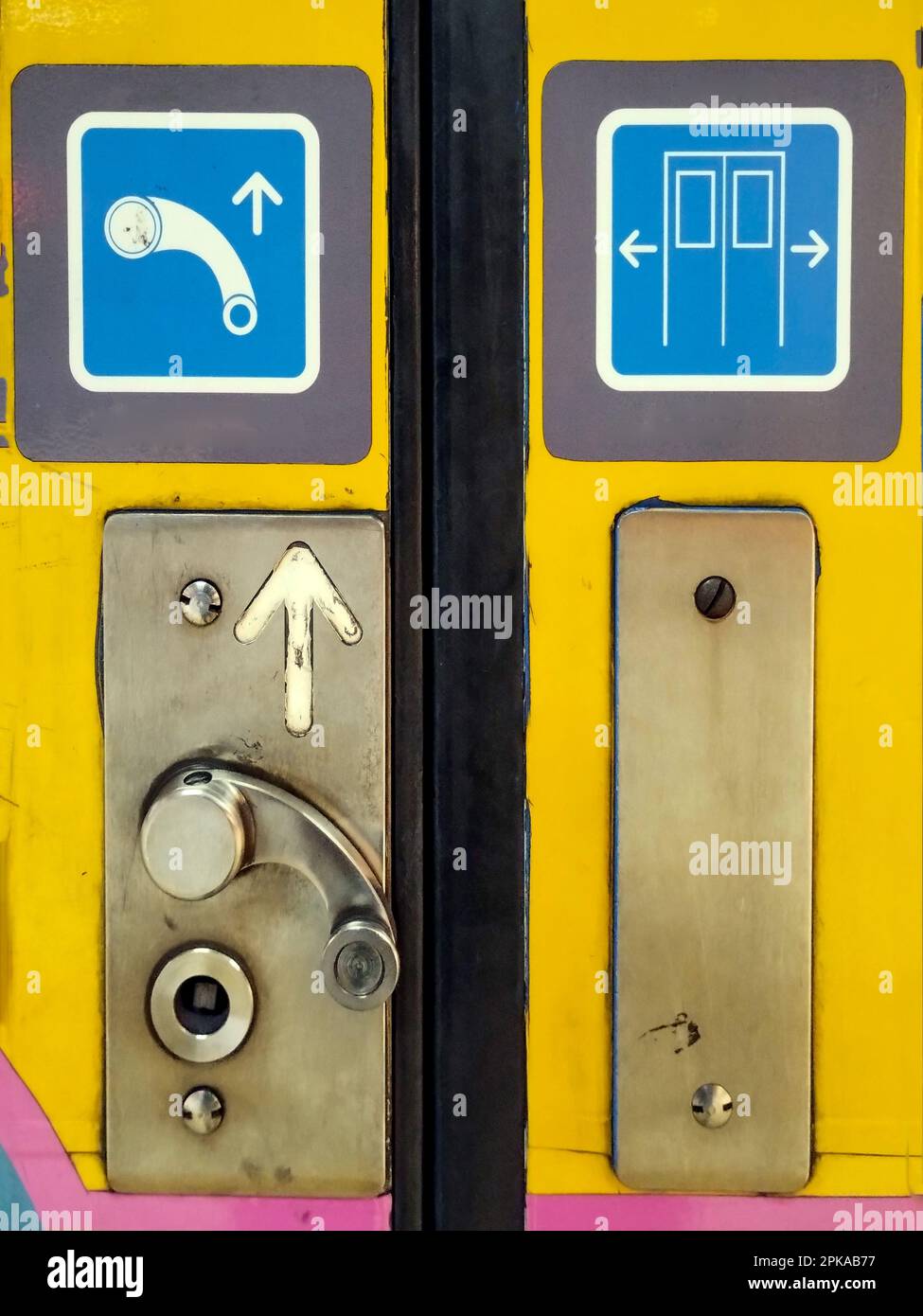 Subway manual gate opening latch en buenos aires Stock Photo - Alamy