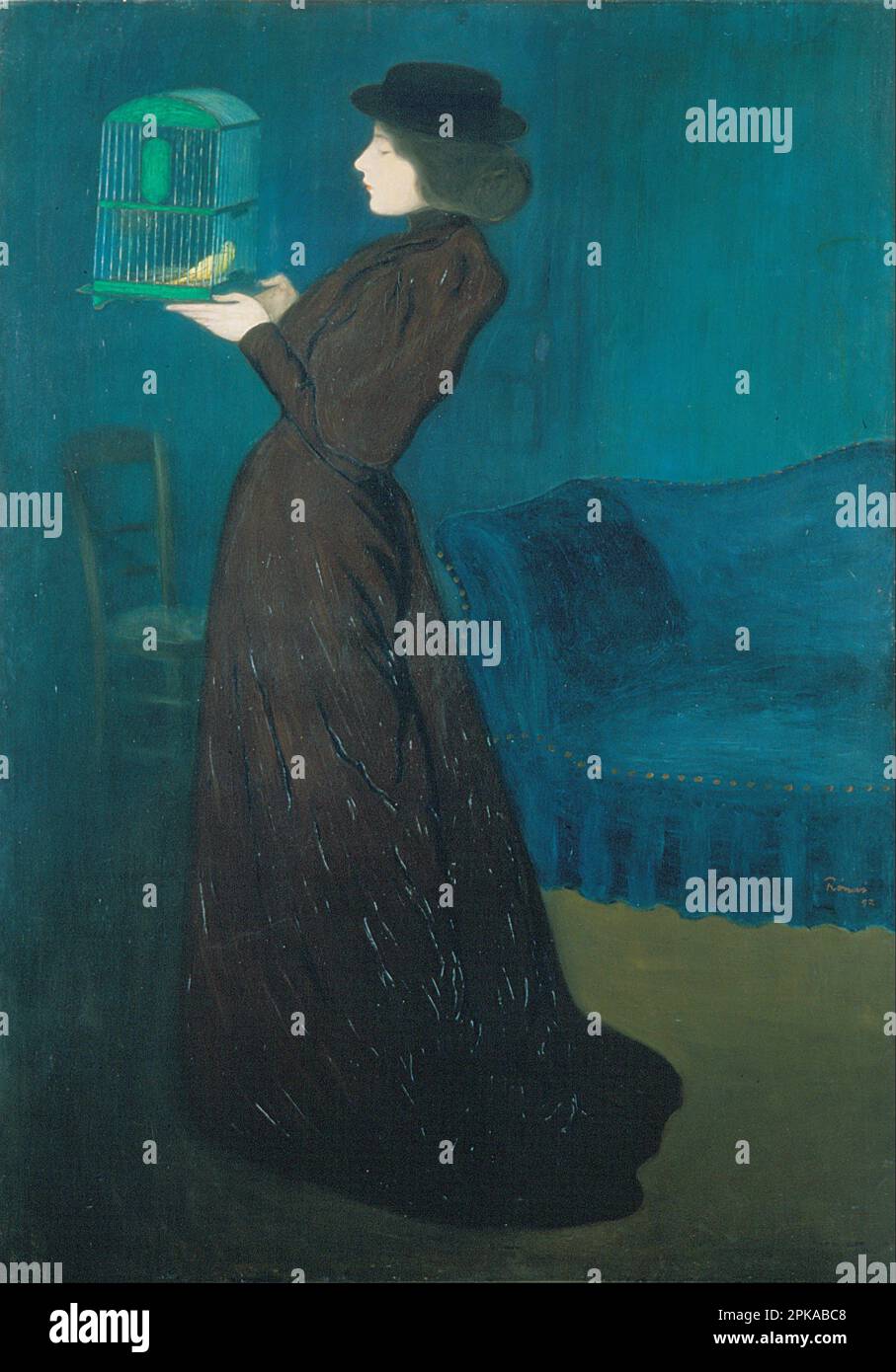 Woman with a Birdcage 1892 by Jozsef Rippl-Ronai Stock Photo - Alamy