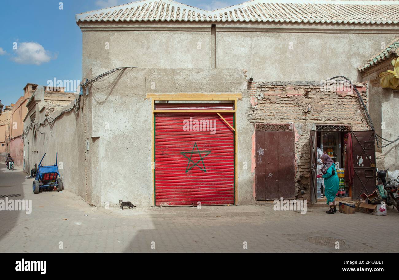 Morocco, Marrakech, medina, old town, narrow streets, street scene ...