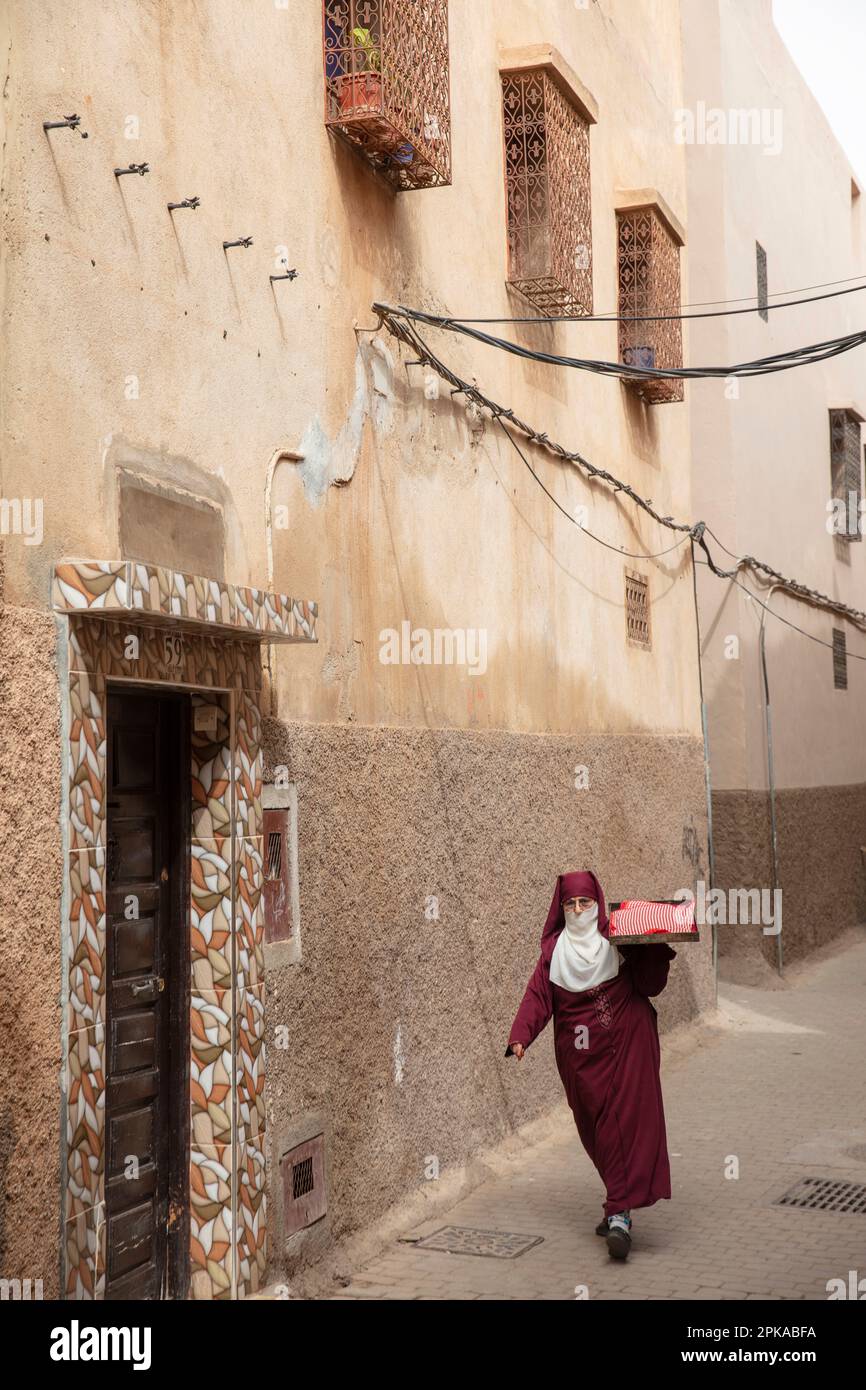 Morocco, Marrakech, medina, old town, narrow streets, street scene ...