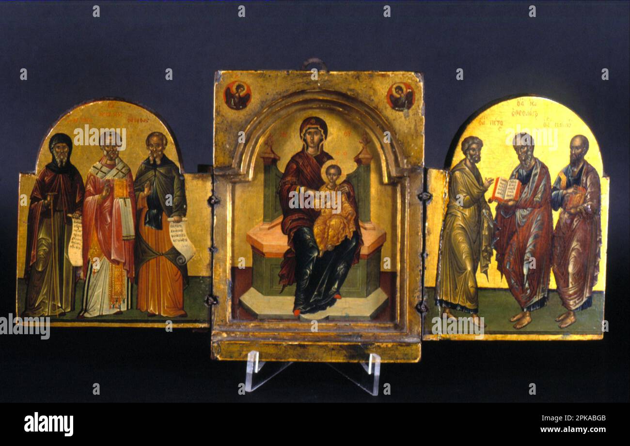 The Virgin and Child enthroned (1470 - 1499) by Andreas Ritzos Stock ...