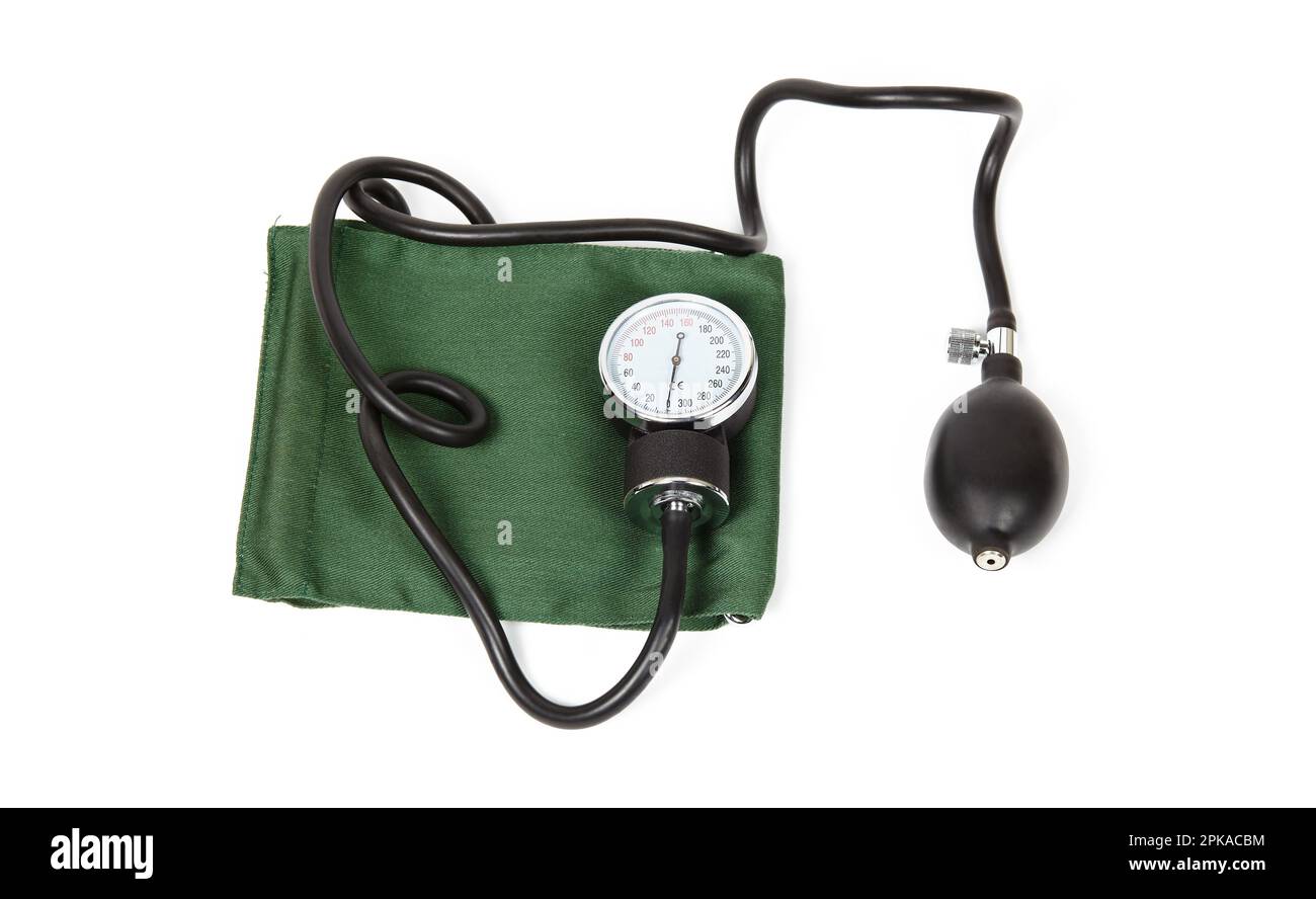 Medical sphygmomanometer on a white background. Mechanical blood ...