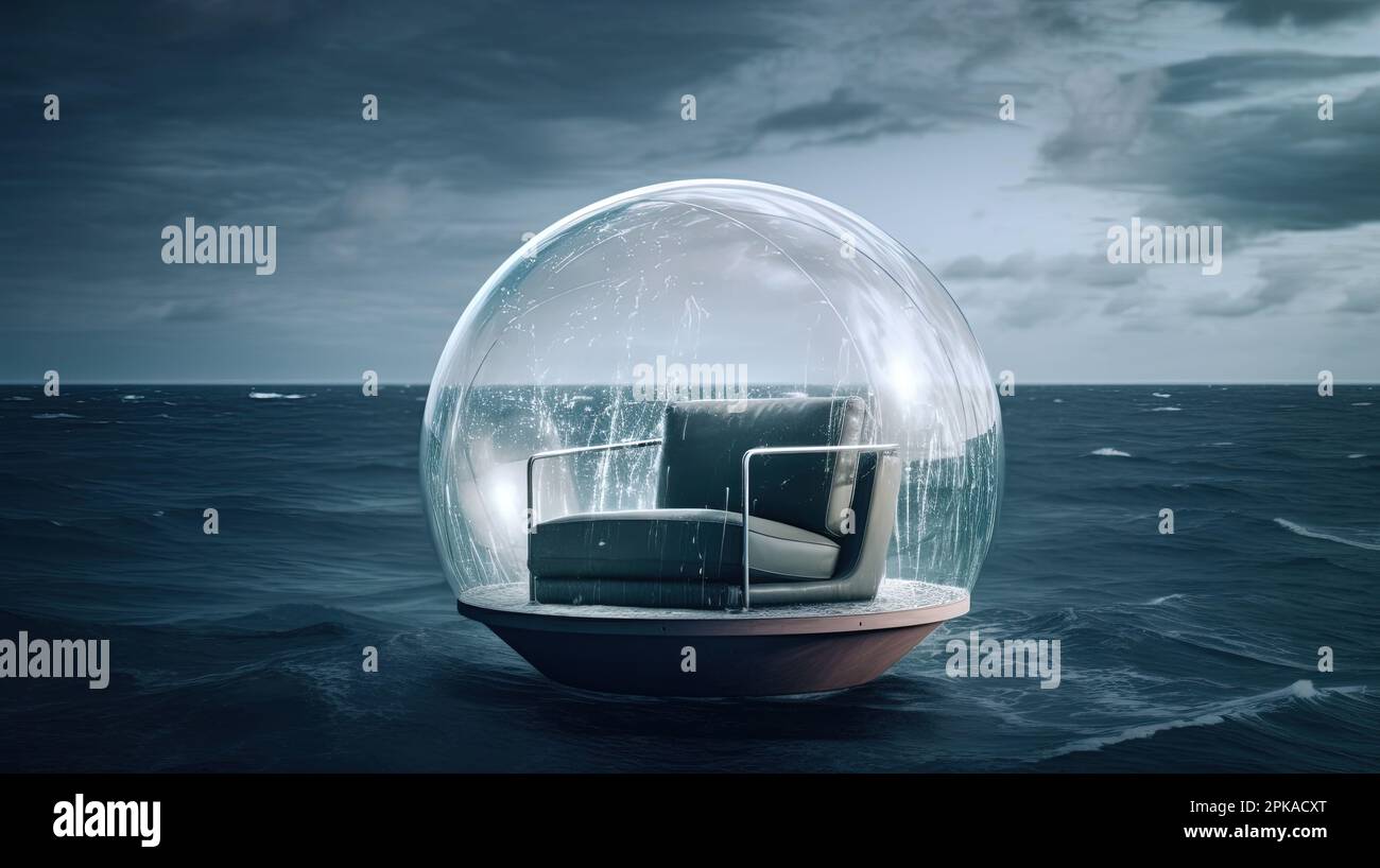 Floating Armchair in Glass Dome in Ocean Stock Photo - Alamy