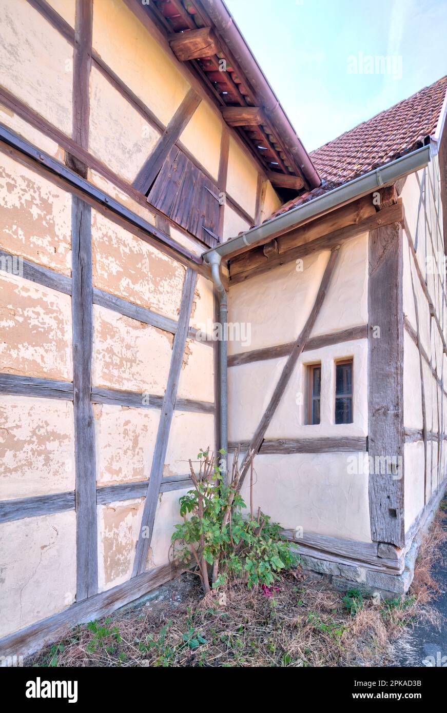 Half-timbered house, clay wall, weathered, texture, background, timber ...