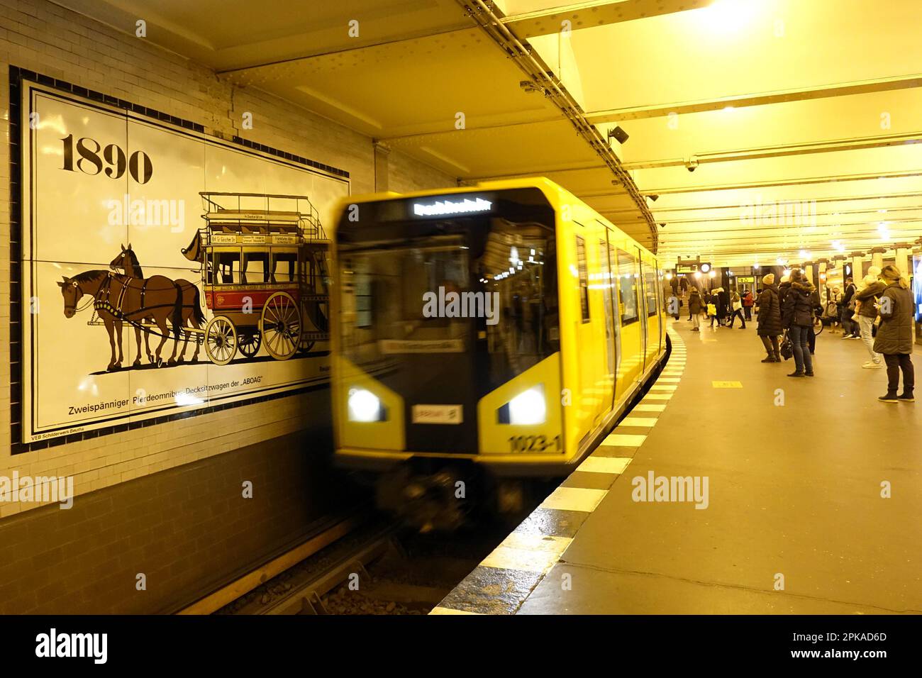 07.03.2023, Germany, , Berlin - Shuttle train of underground line 2 ...