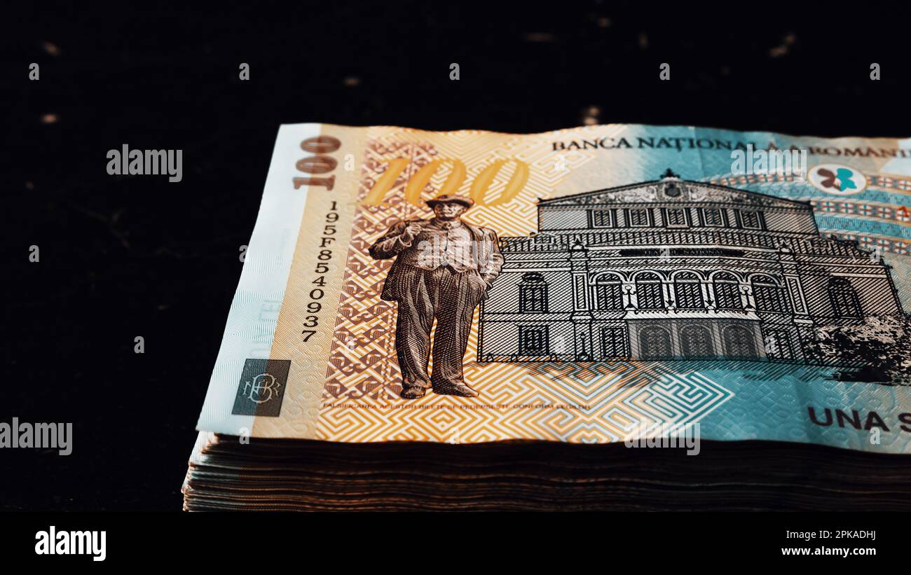 Romanian LEI Currency Banknote. RON Money European Currency Stock Photo ...