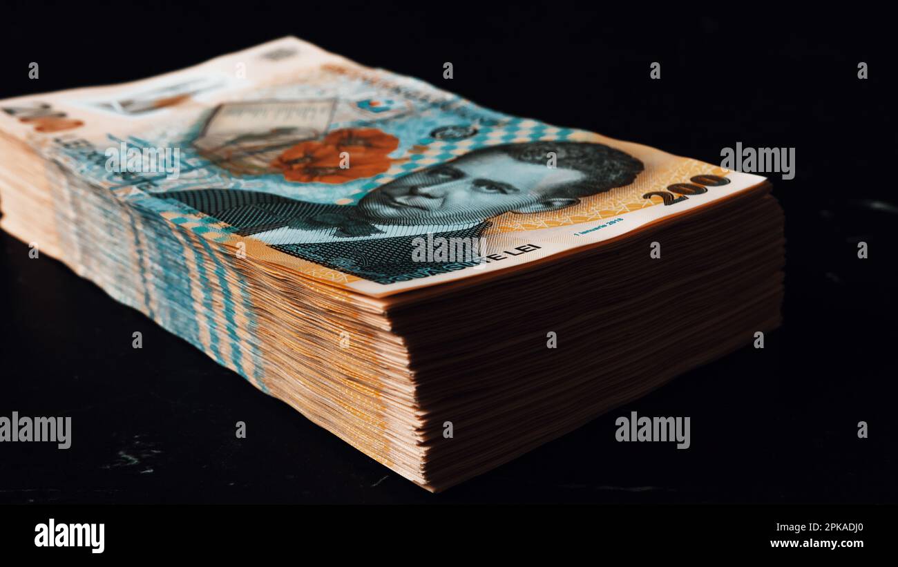 Romanian LEI Currency Banknote. RON Money European Currency Stock Photo ...