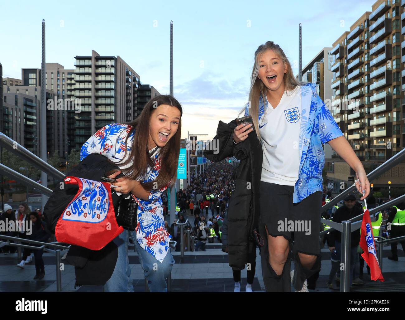 England fans pose for a photo on Wembley Way ahead of the Women's ...