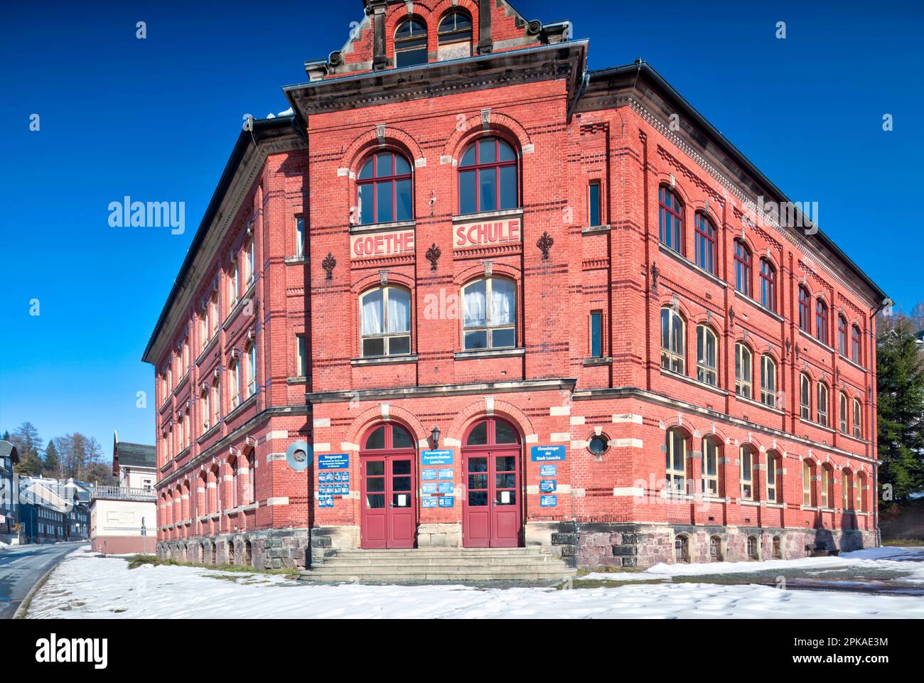 Goethe school, school house, house facade, village view, winter ...