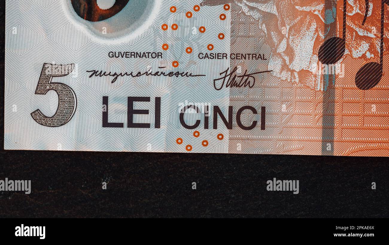 Romanian LEI Currency Banknote. RON Money European Currency Stock Photo ...