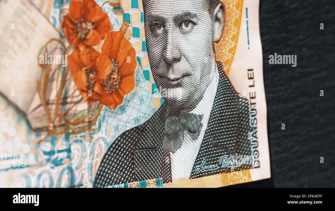 Romanian LEI Currency Banknote. RON Money European Currency Stock Photo ...