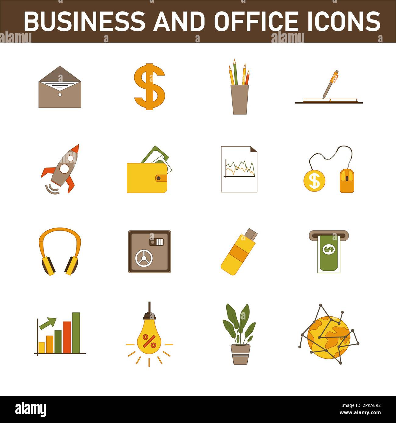 Collection of multi-colored flat icons on the topic: business and ...