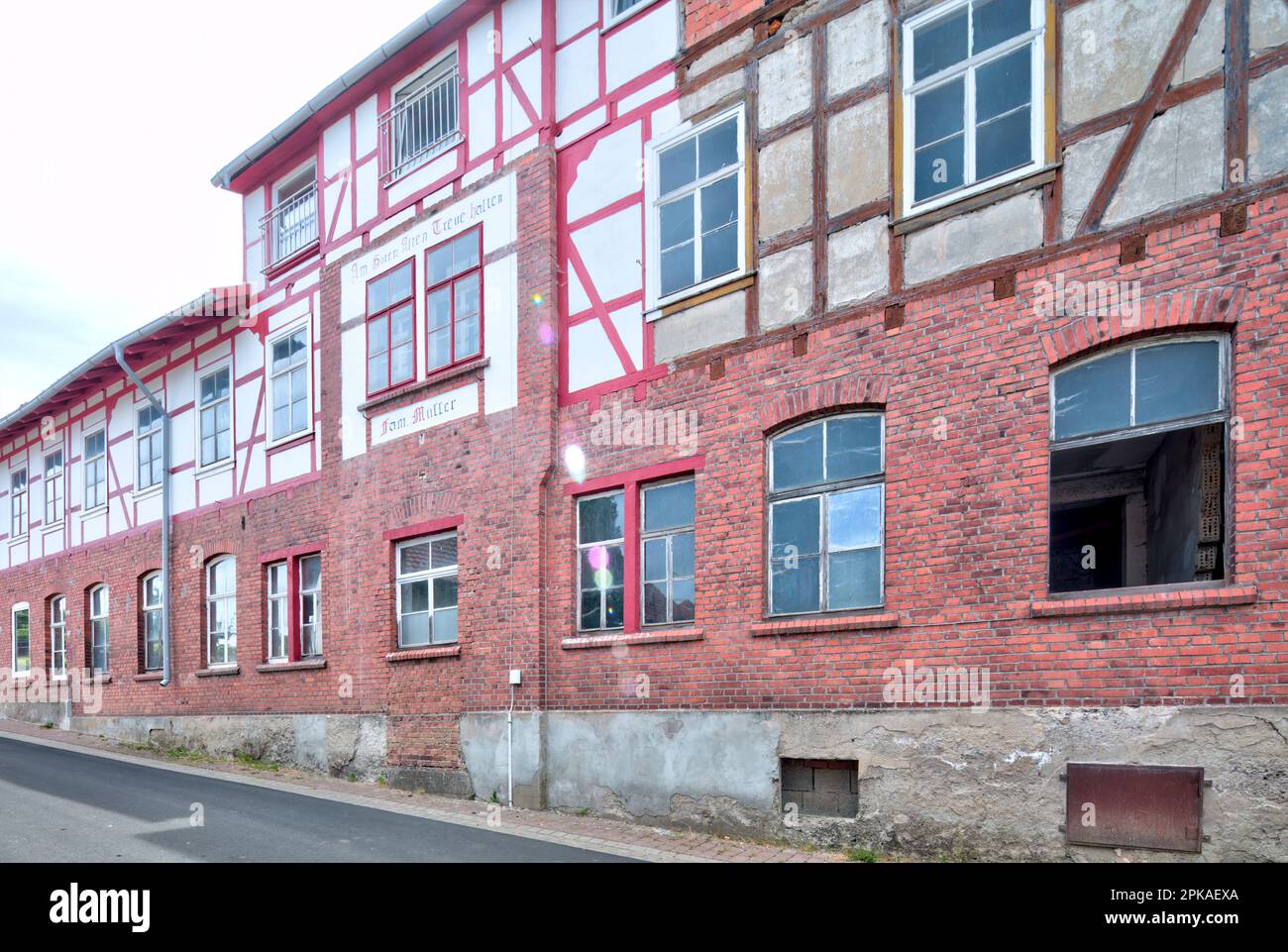 Old factory, house facade, architecture, village view, carving village ...