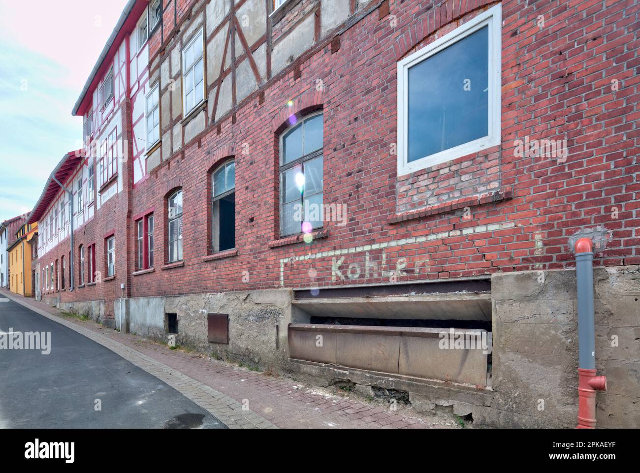 Old factory, house facade, architecture, village view, carving village ...
