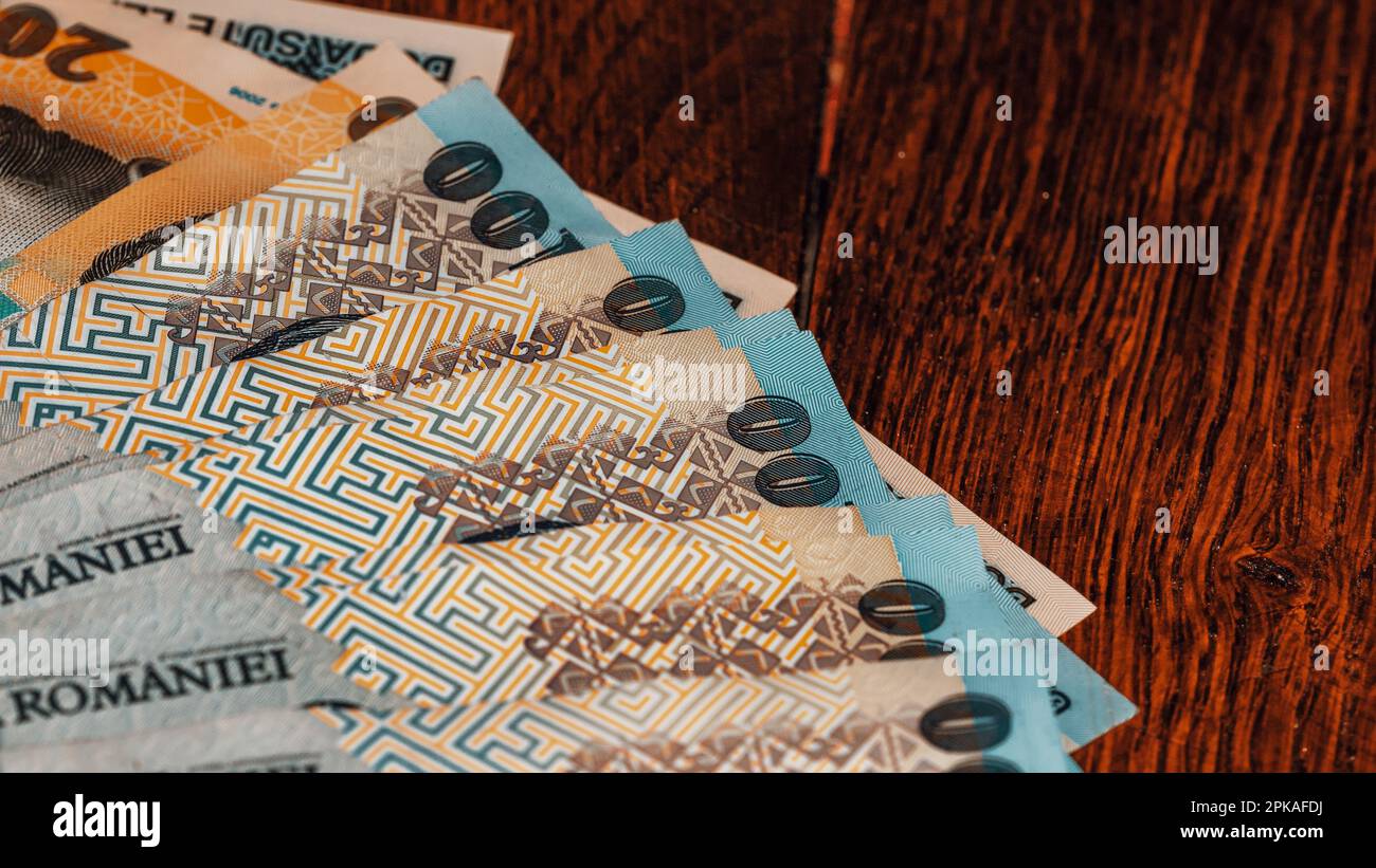 Romanian LEI Currency Banknote. RON Money European Currency Stock Photo ...