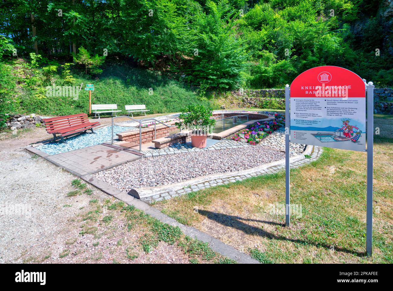 Kneipp facility, barefoot path, spa park, village view, summer, Bad ...