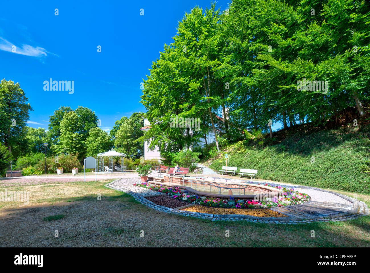 Kneipp facility, barefoot path, spa park, village view, summer, Bad ...