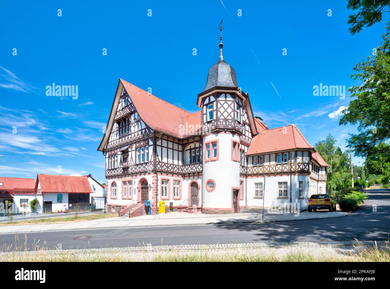 Historical post, half-timbering, architecture, house facade, village ...