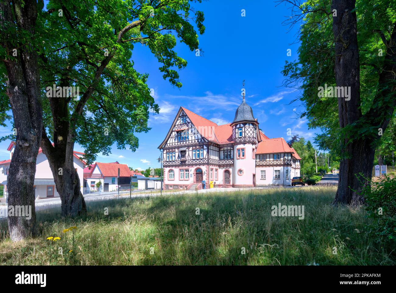 Historical post, half-timbering, architecture, house facade, village ...