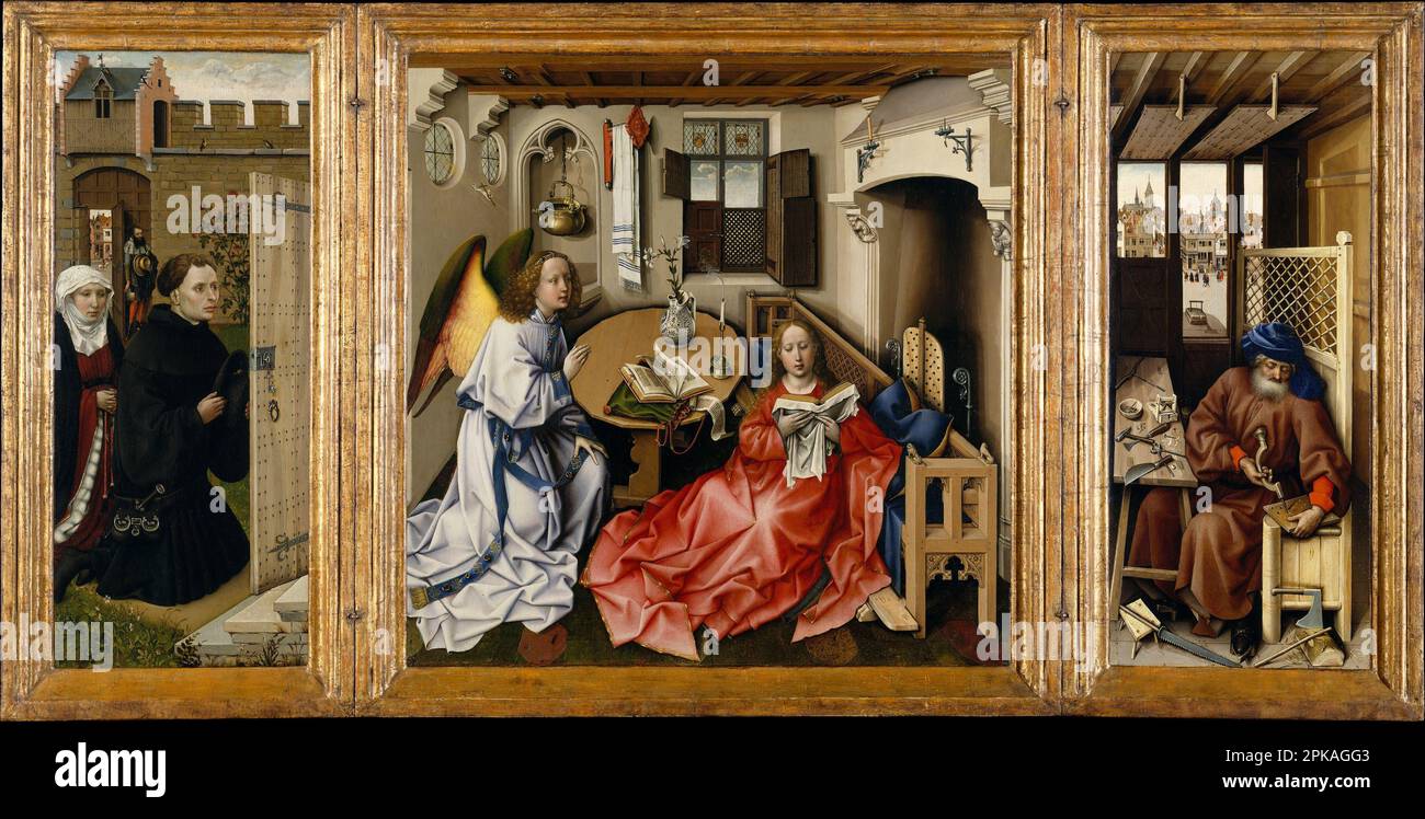The Mérode Altarpiece (The Annunciation Triptych) circa from 1427 until 1432 by Robert Campin ...