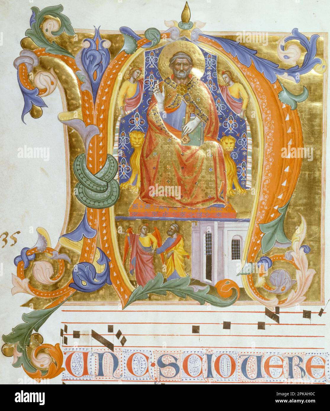 Initial N with Saint Peter Enthroned and the Liberation of Saint Peter ...