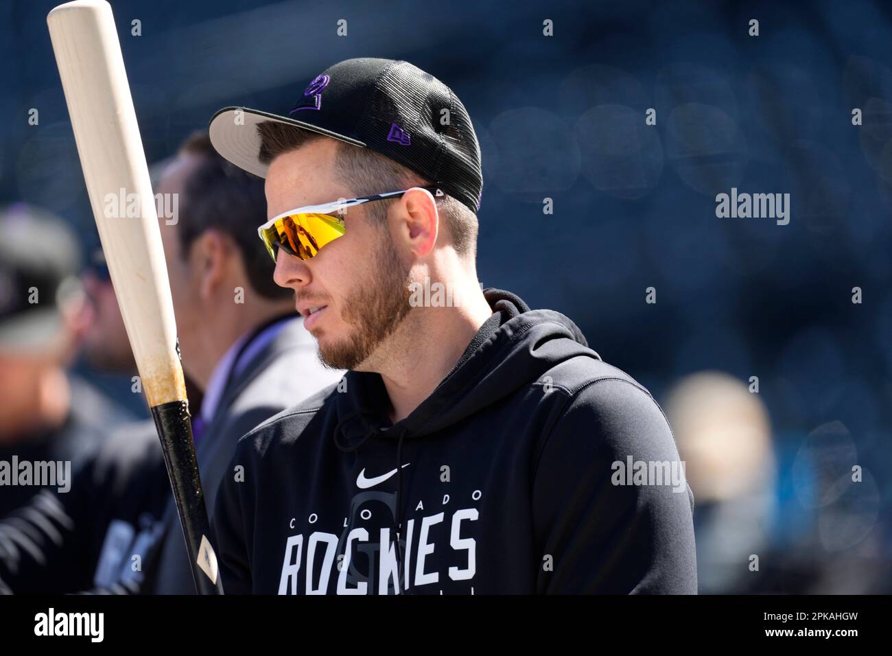 Colorado Rockies first baseman C.J. Cron warms up before the Rockies ...