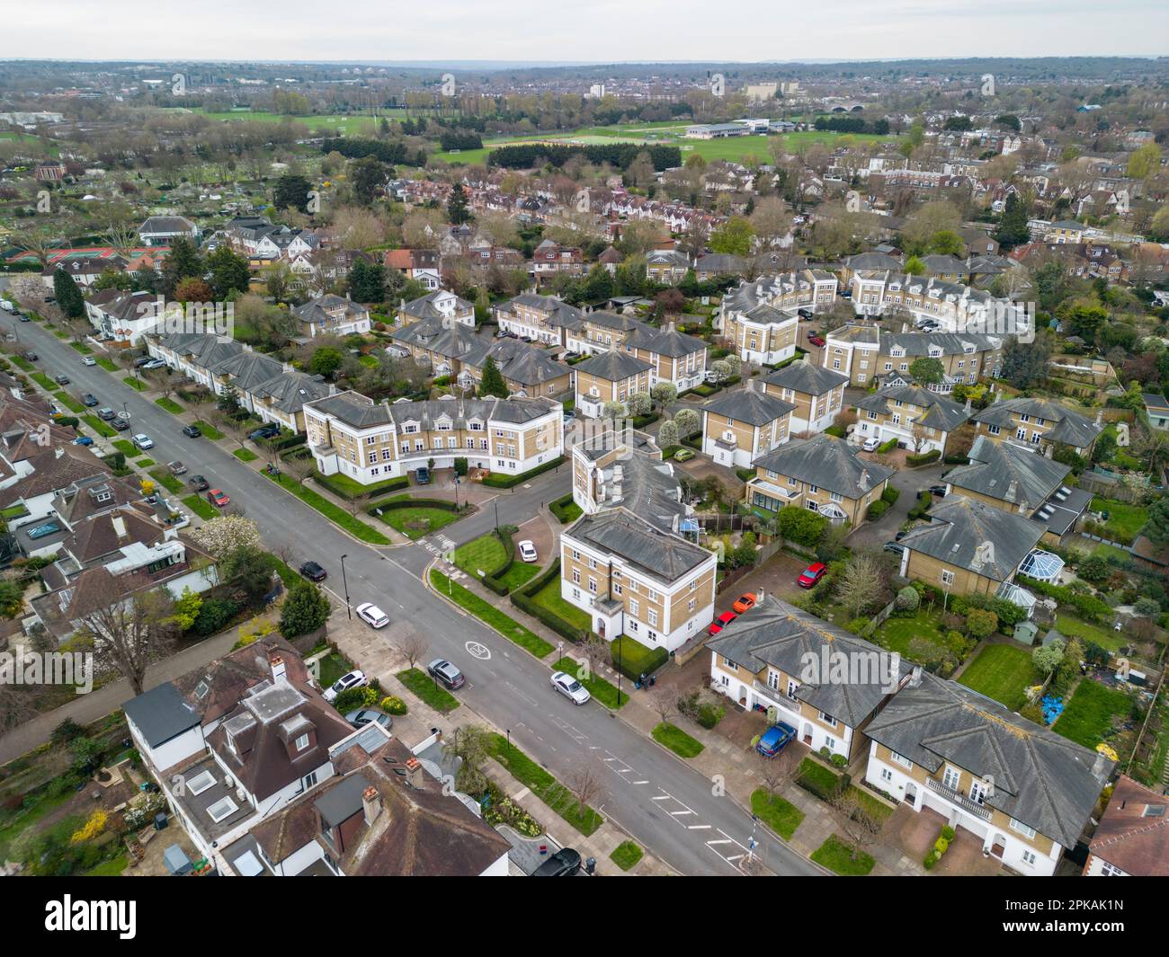 Aerial view of residential area south of Chiswick Park, Chiswick ...
