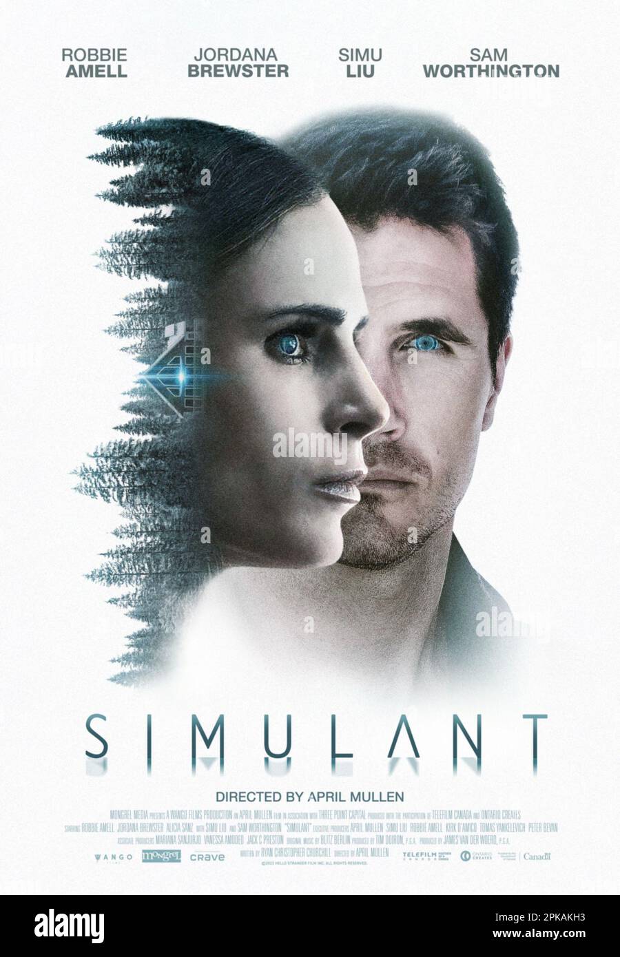 SIMULANT, poster, from left: Jordana Brewster, Robbie Amell, 2023 ...