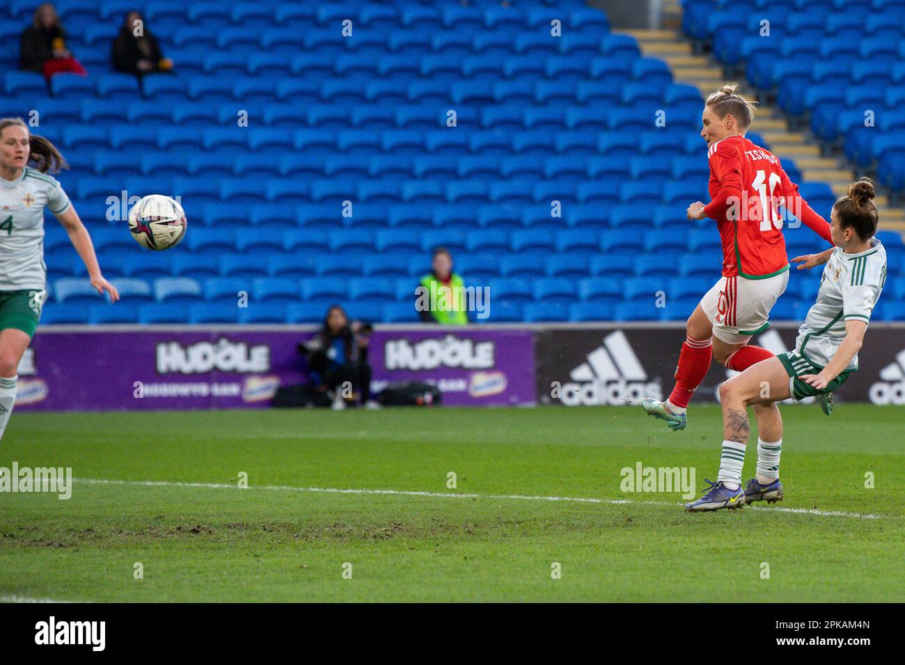 Jess Fishlock of Wales scores to make it 1-0 during the Women's ...
