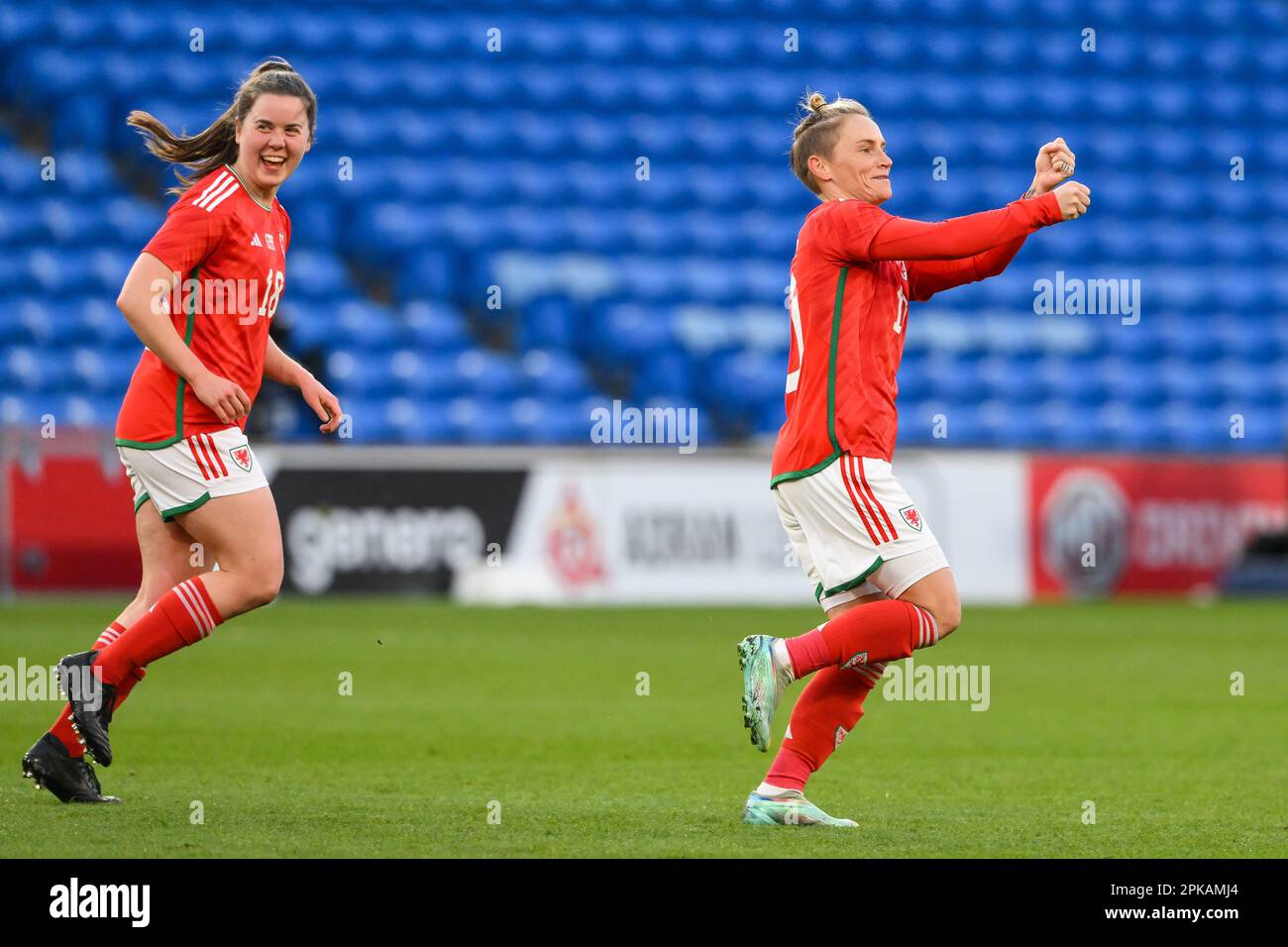 Jess Fishlock of Wales celebrates her goal to make it 1-0 during the ...