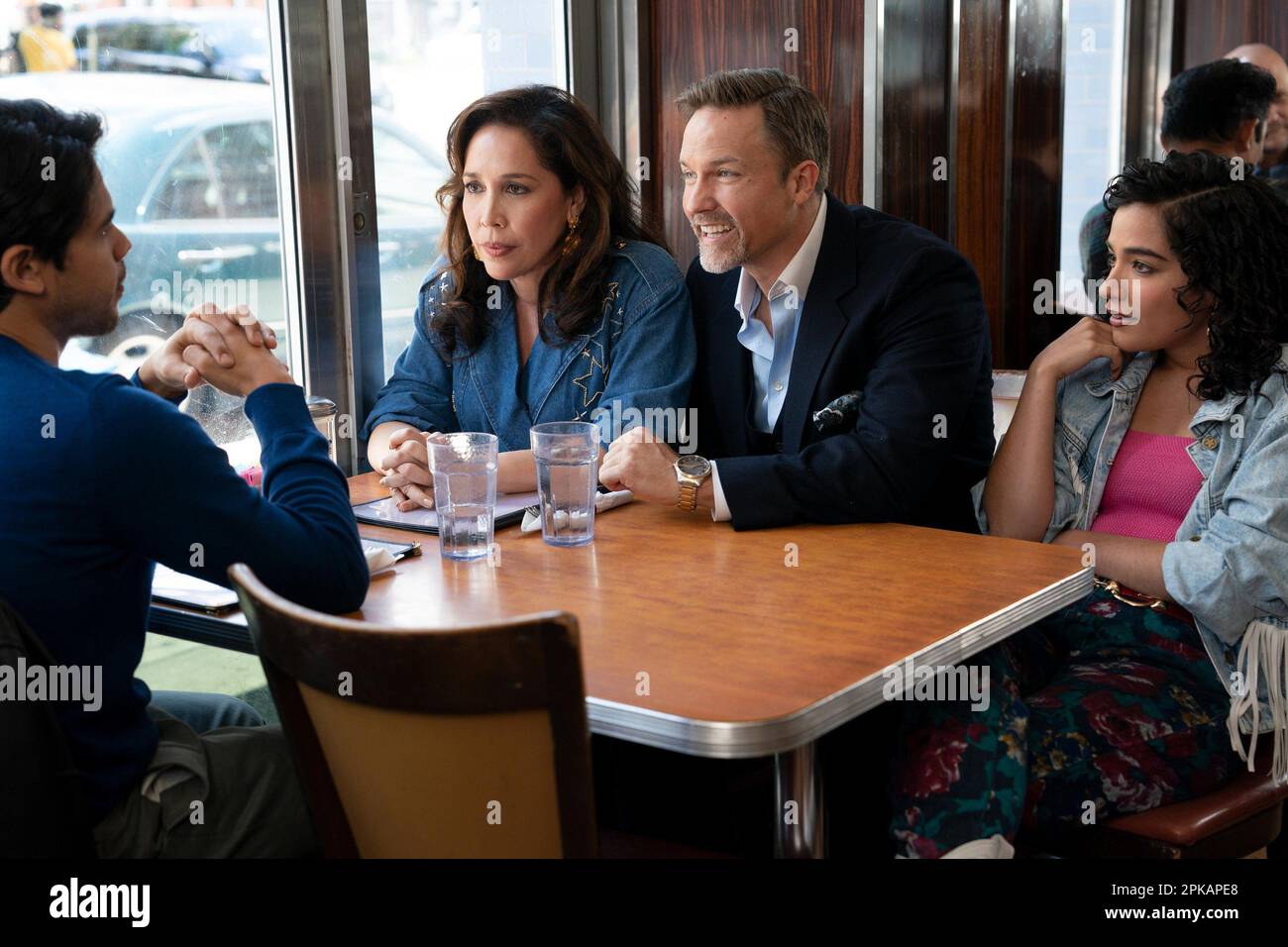 UP HERE, from left: Carlos Valdes, Andrea Burns, Scott Porter, Emilia ...