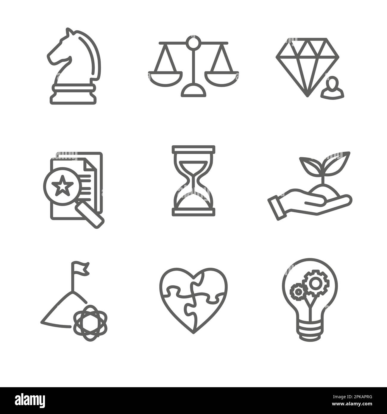 Business and Corporate Ethics Showing Company Values Outline Icon Set ...