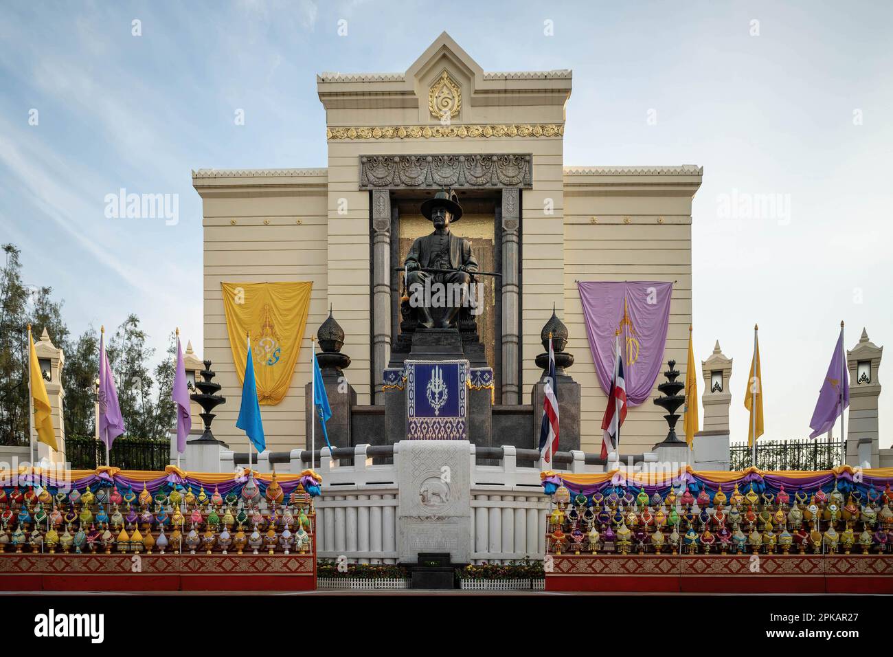 The monument of Rama I seated on the throne placed on a high pedestal ...