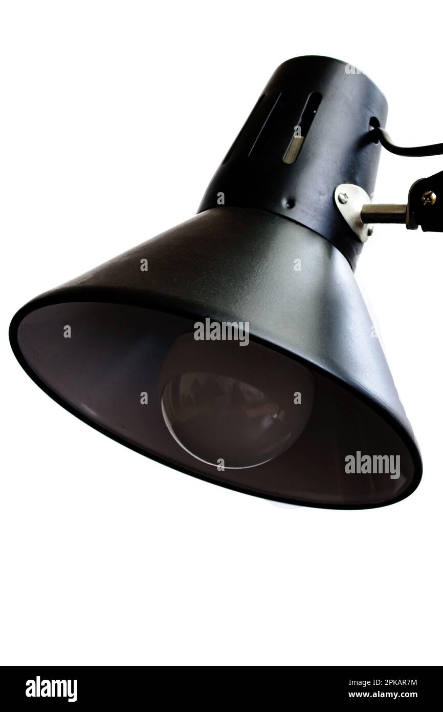 Black table lamp isolated on white background Stock Photo - Alamy