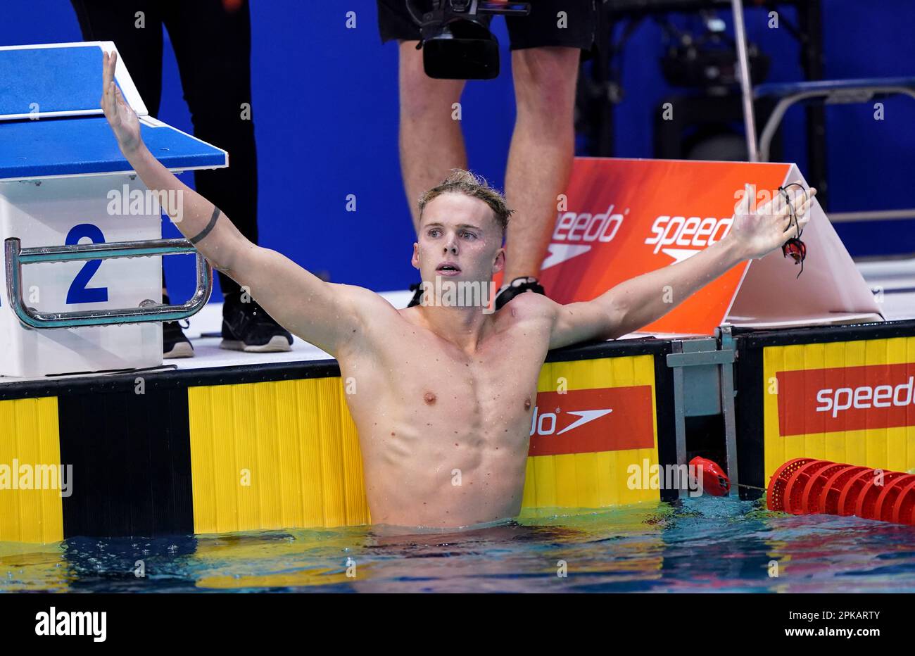 Lewis Burras of Repton Swimming Club celebrates winning the Men's 100m ...