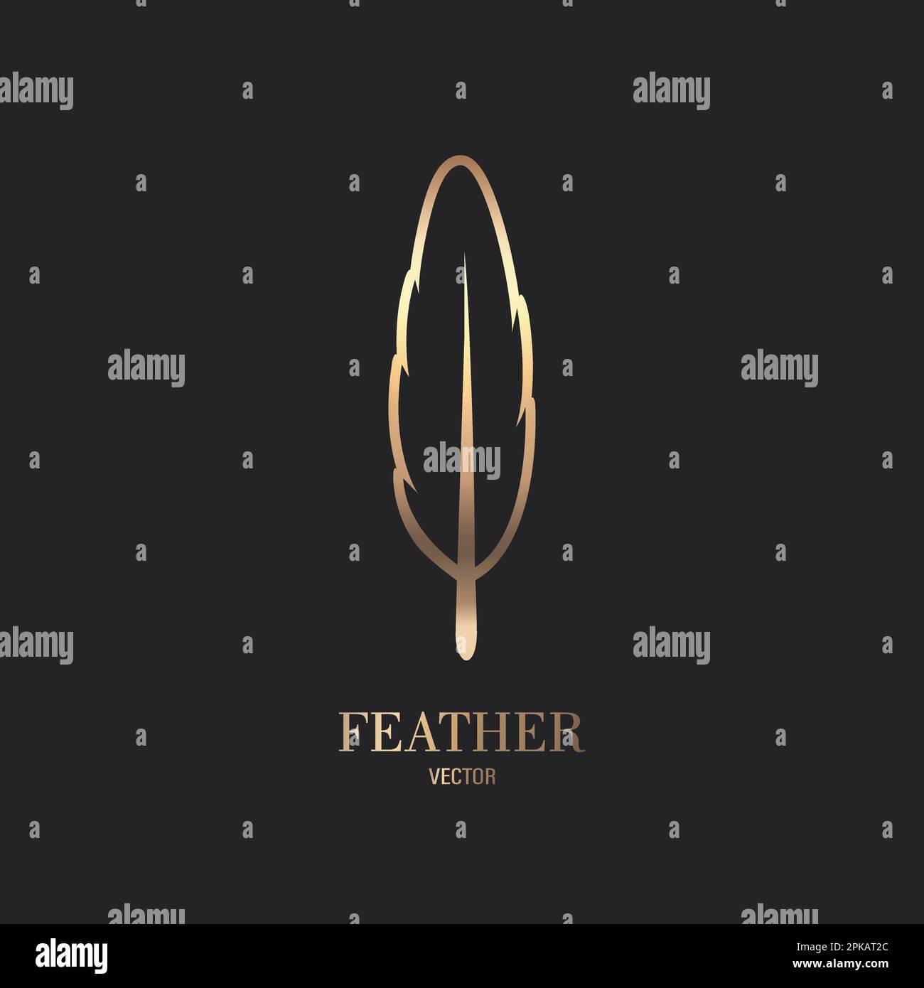Vector Fluffy Golden Color Feather Logo Icon, Silhouette Feather ...