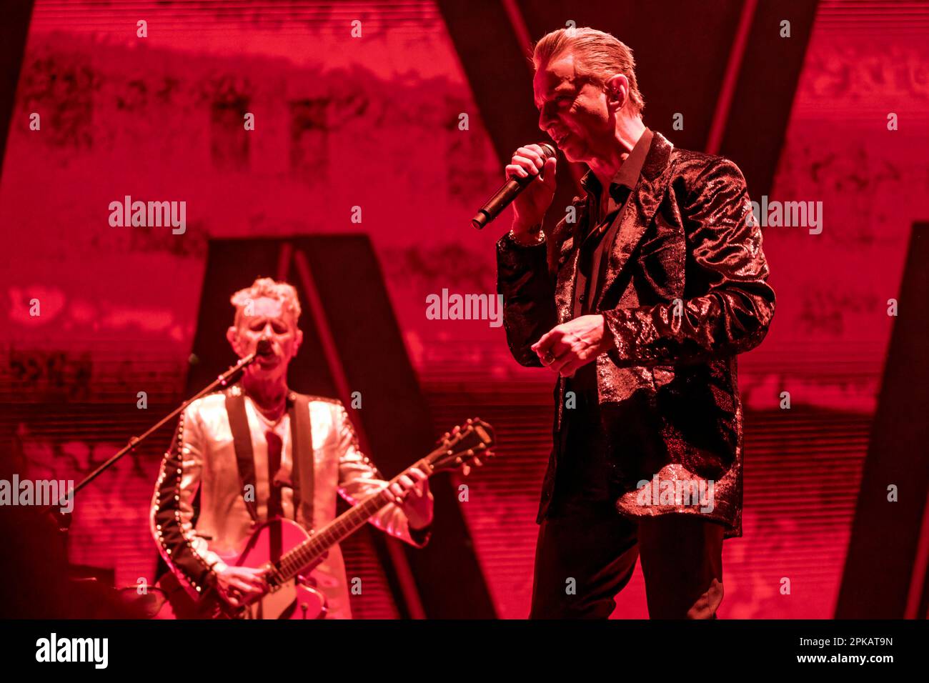 Martin Gore, left, and Dave Gahan of Depeche Mode perform on Wednesday ...