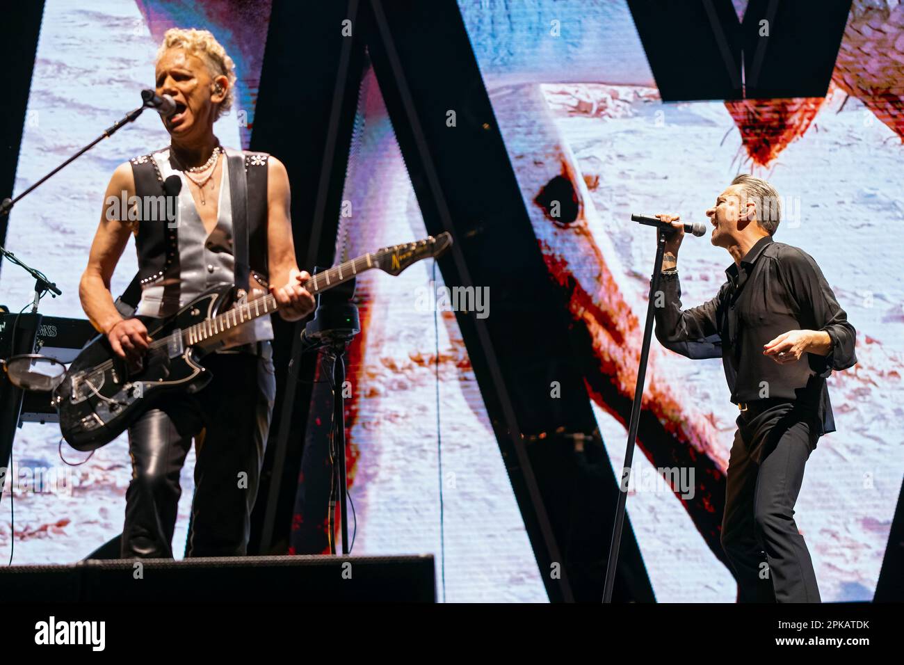 Martin Gore, left, and Dave Gahan of Depeche Mode perform on Wednesday ...