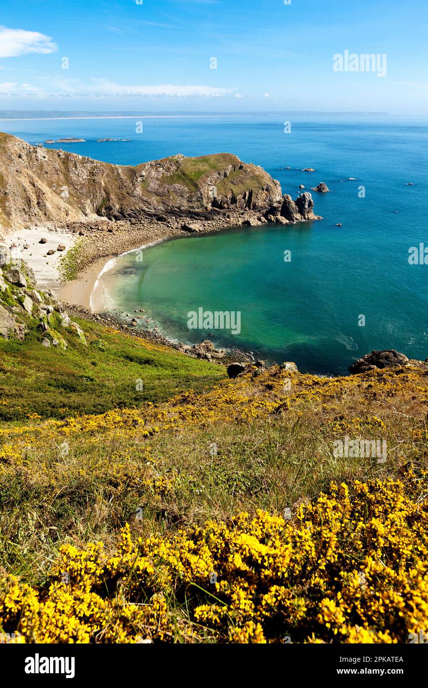 Nez de Jobourg rocky coast in the north of the Cotentin Peninsula on a ...