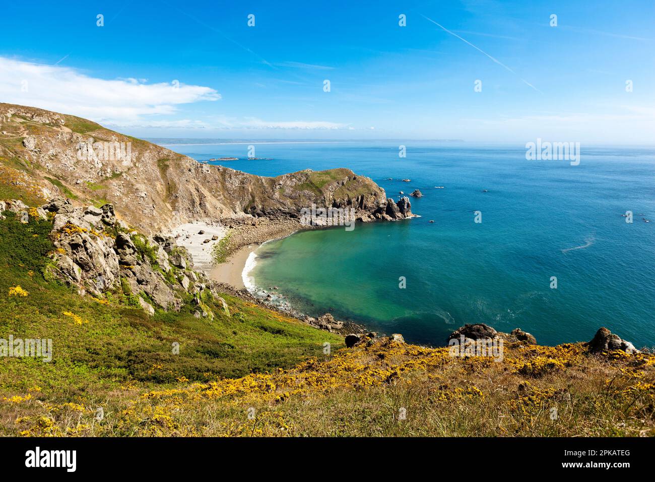 Nez de Jobourg rocky coast in the north of the Cotentin Peninsula on a ...