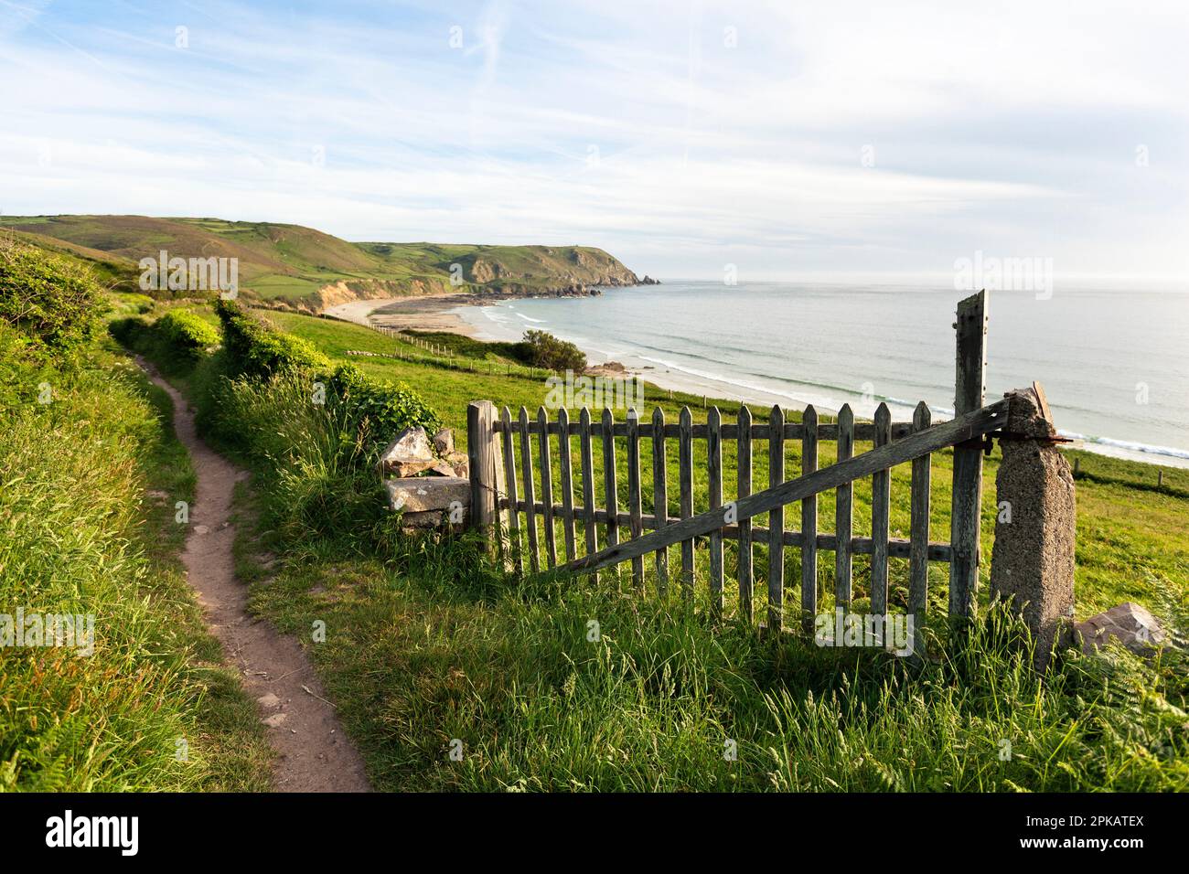 Hiking trail towards Nez de Jobourg Normandy in the evening sun Stock ...